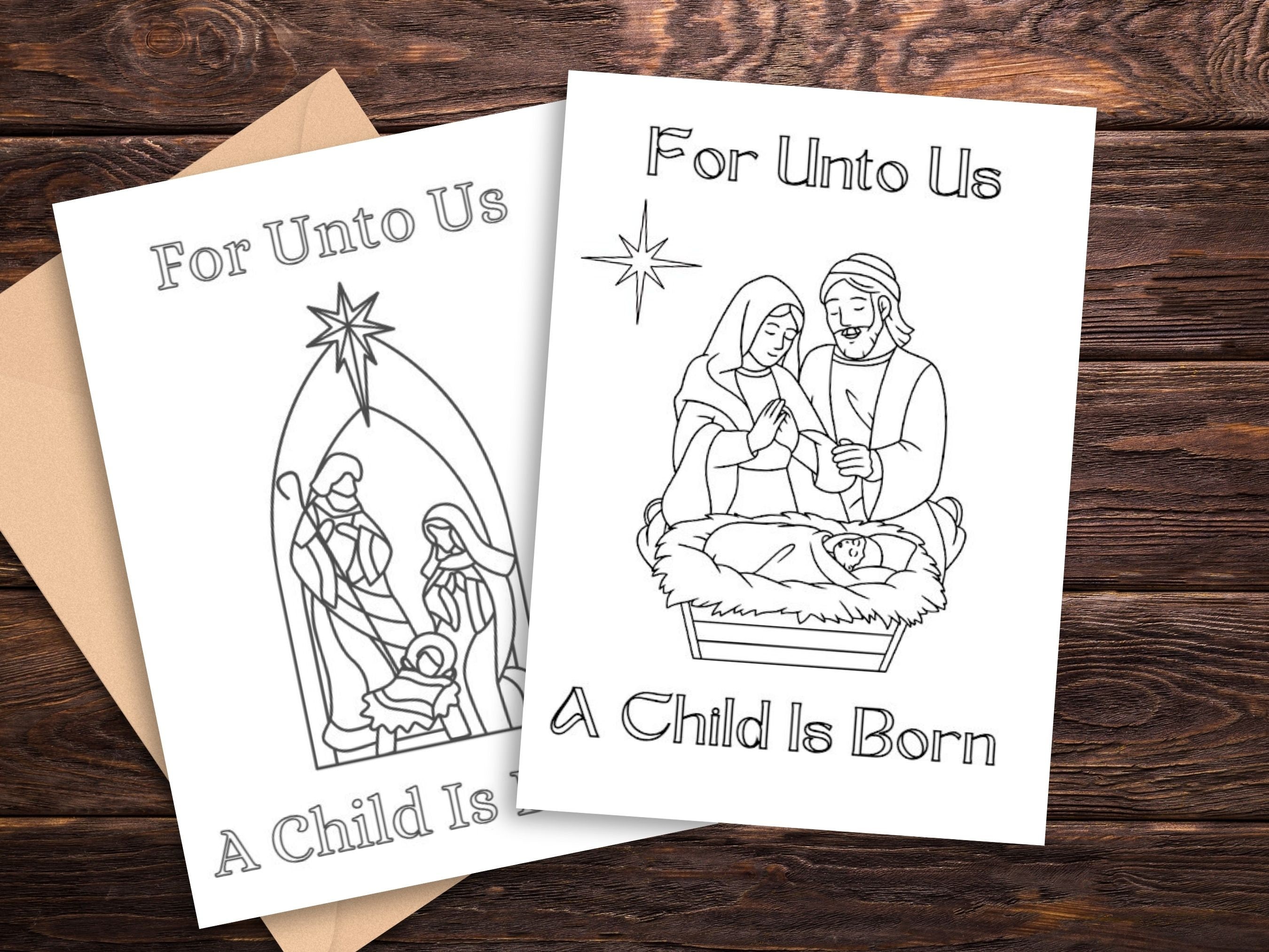 Nativity Coloring Card Printable, Winter Coloring Page Nativity Scene ...