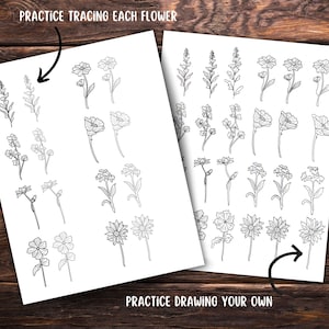 How to Draw Flowers, Practice Tracing and Drawing Flowers - Etsy