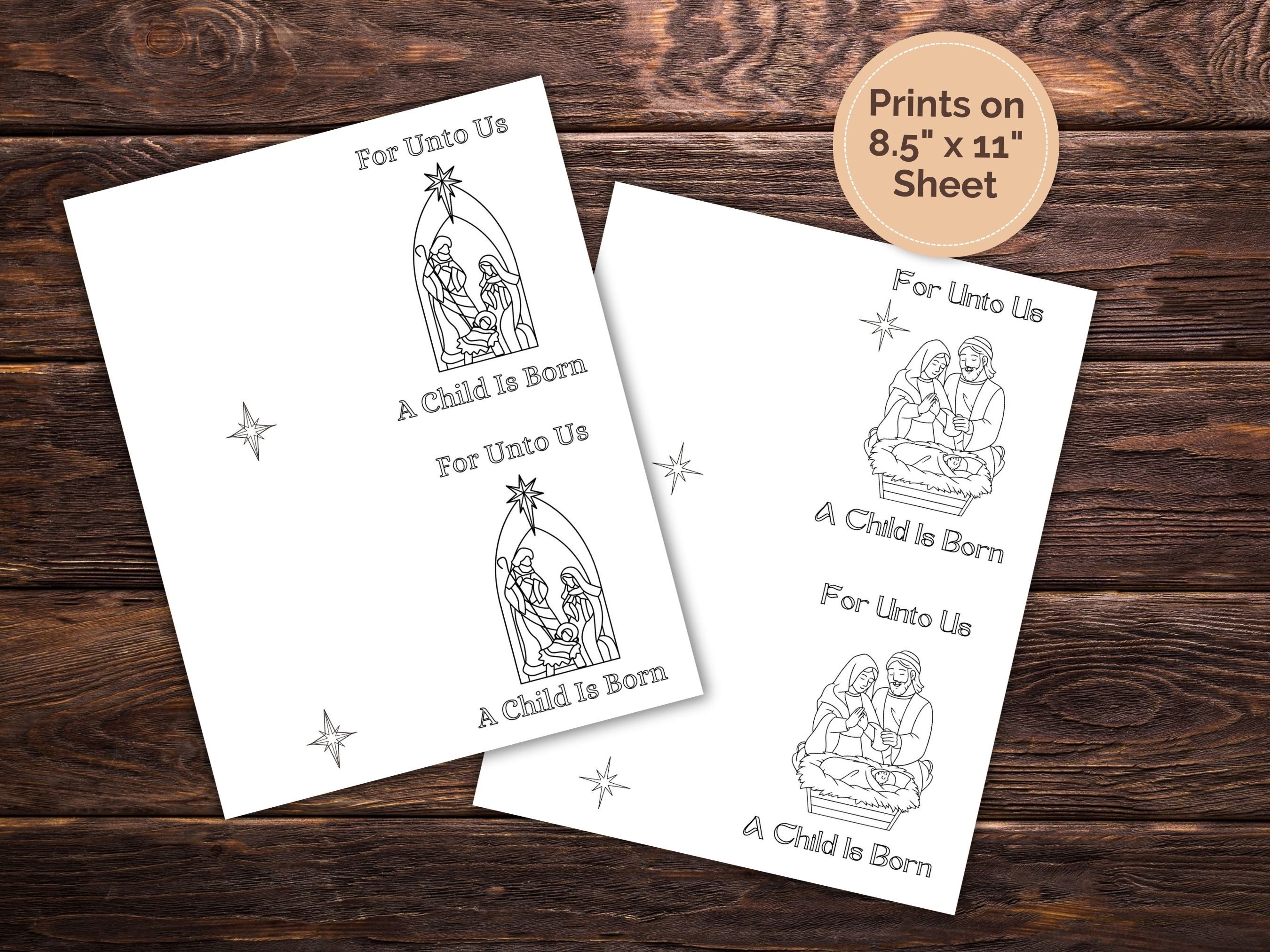 Nativity Coloring Card Printable, Winter Coloring Page Nativity Scene ...