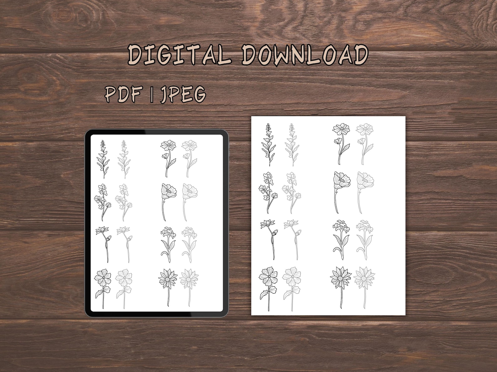 How to Draw Flowers, Practice Tracing and Drawing Flowers - Etsy