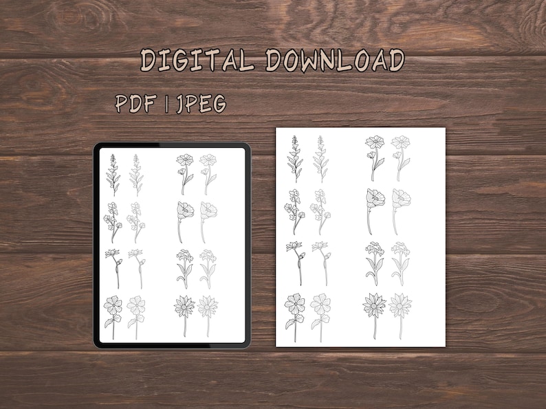 How to Draw Flowers, Practice Tracing and Drawing Flowers - Etsy