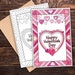 Valentine Coloring Card Printable for Kids, School Valentine Party ...