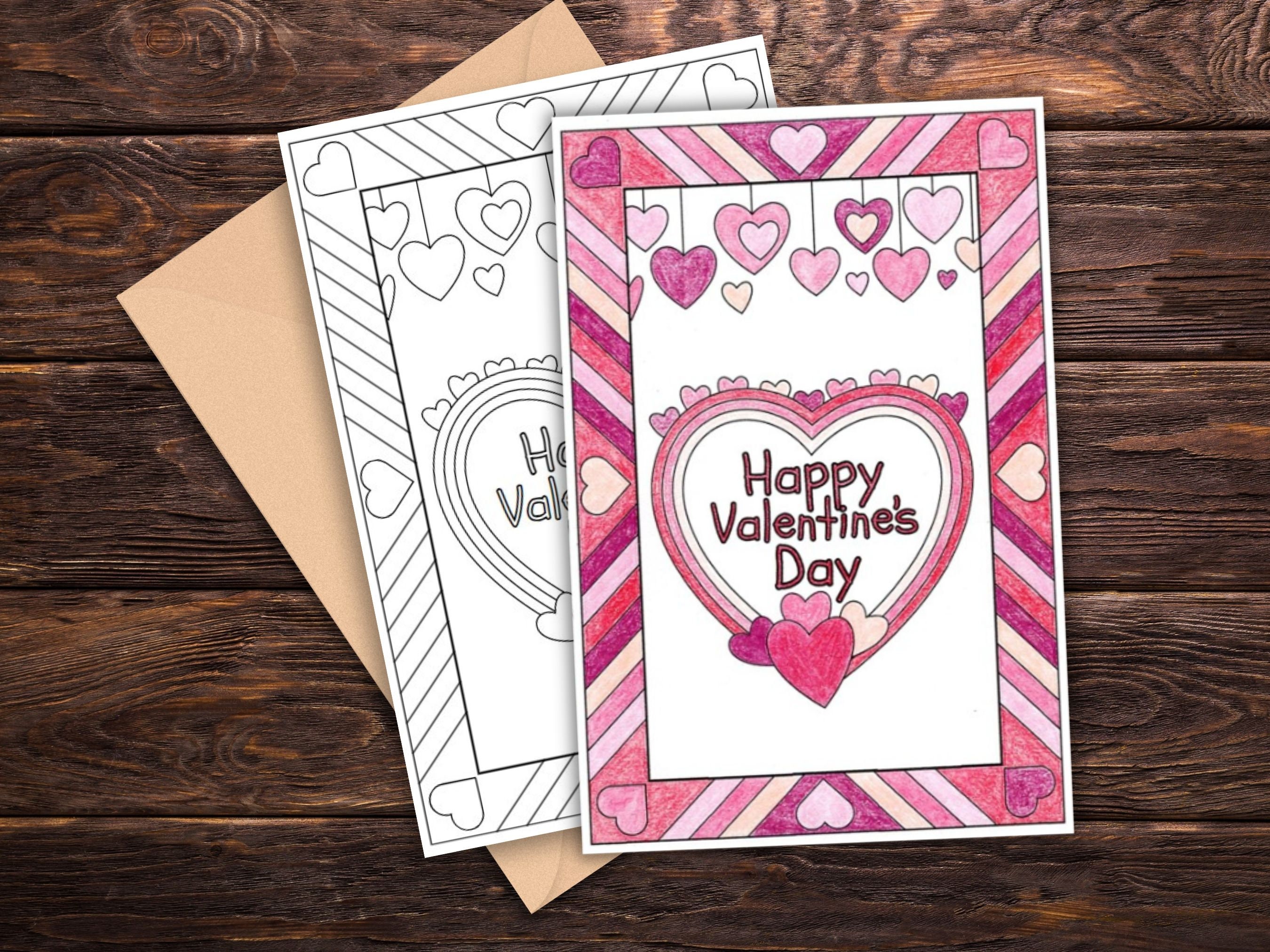 Valentine Coloring Card Printable for Kids, School Valentine Party ...