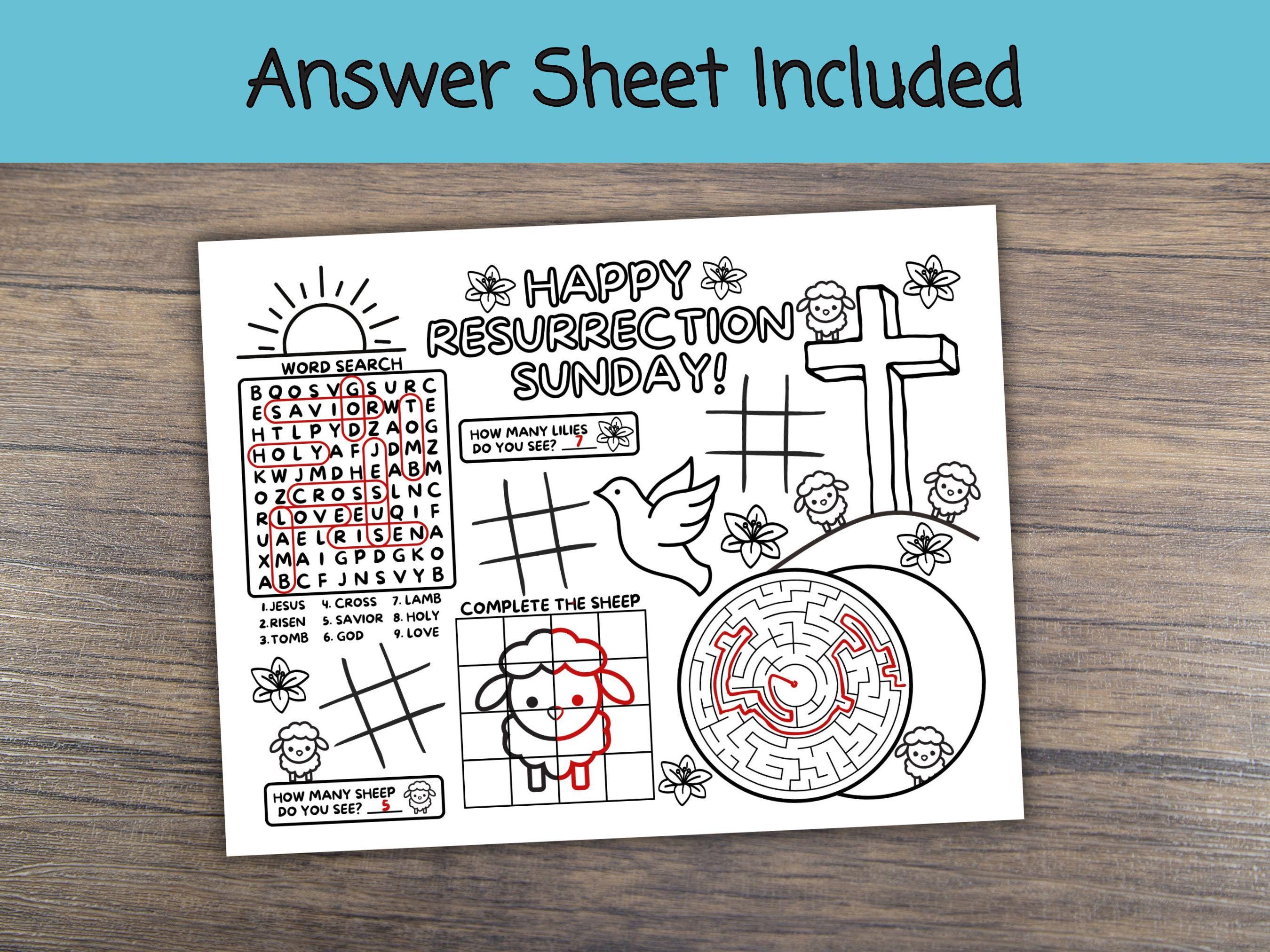 Easter Story Activity Placemat, Sunday School Resurrection Coloring ...