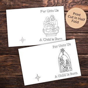 Nativity Coloring Card Printable, Winter Coloring Page Nativity Scene ...