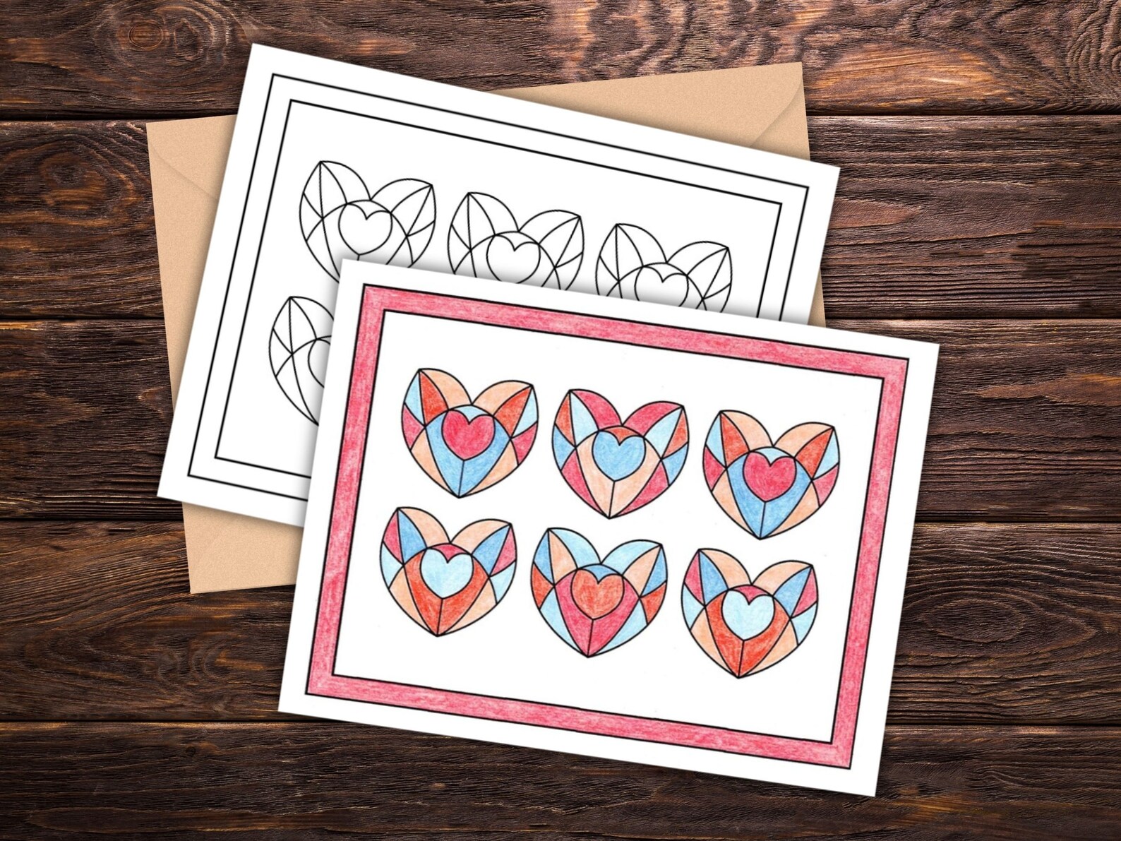 Valentine's Day Coloring Card Printable Bundle, Color Your Own Gem ...