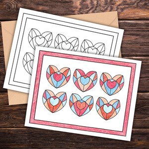 Valentine's Day Coloring Card Printable Bundle, Color Your Own Gem ...