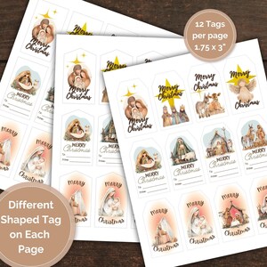 Merry Christmas Nativity Printable Gift Tag, Baby Jesus and Manger ...