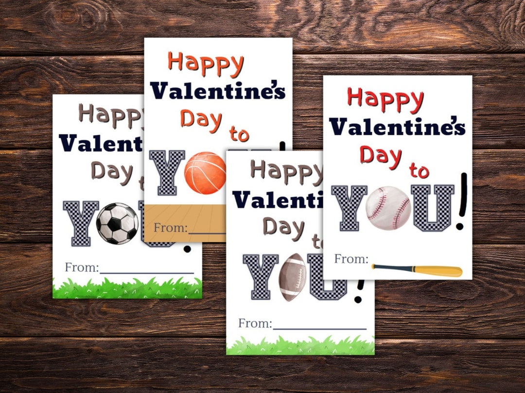 Printable Kids Sports Valentine's Day Cards, Classroom Valentine ...