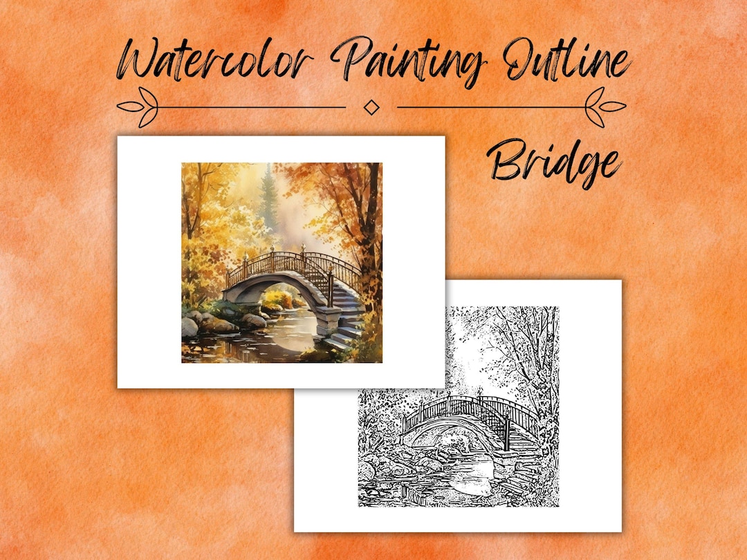 Bridge Outline Drawing, Template for Painting or Coloring, Digital ...