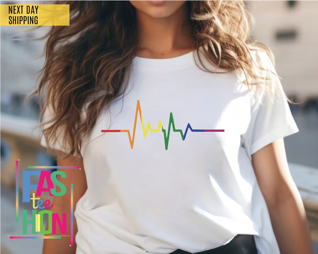 Rainbow ECG Shirt,gay Gifts,gay Clothing,lgbt Pride Shirt,lgbtq Shirt ...