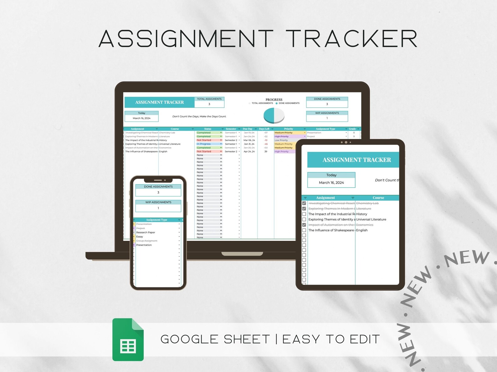 Assignment Tracker | Student Exam Planner | Semester Yearly Journal ...