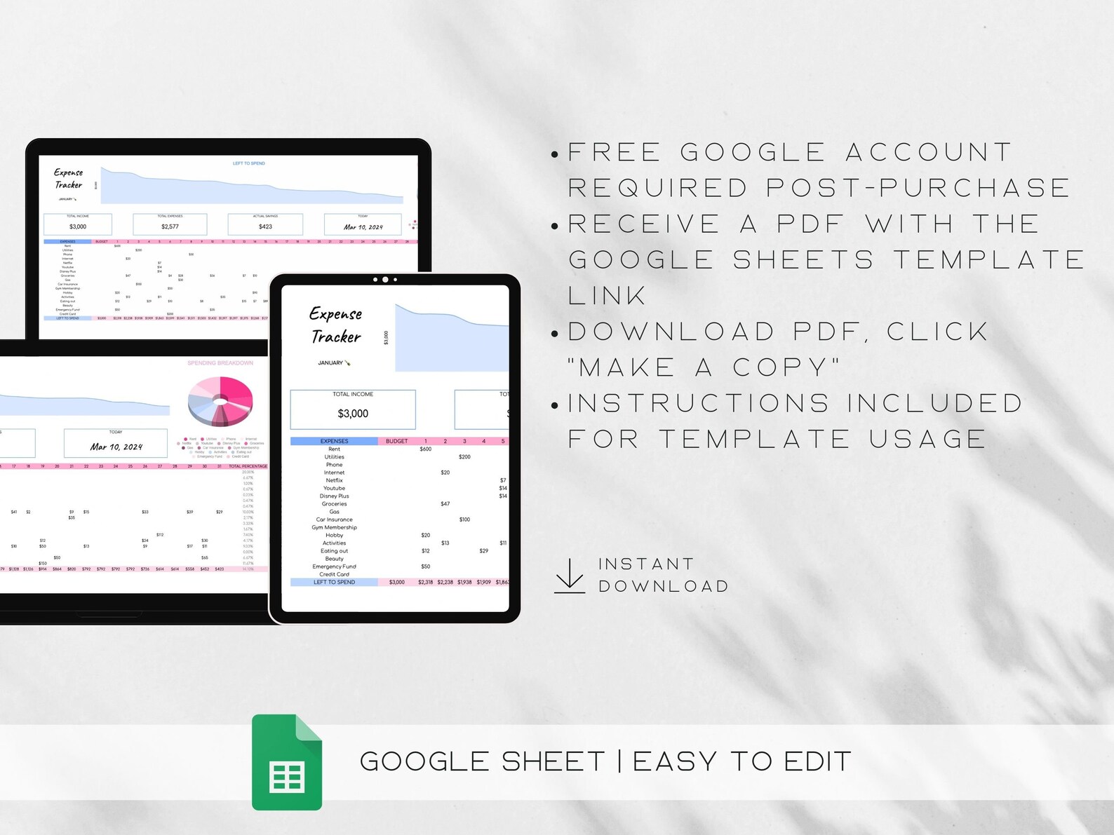 Google Sheets Budget Template, Yearly and Monthly | Annual Budget ...