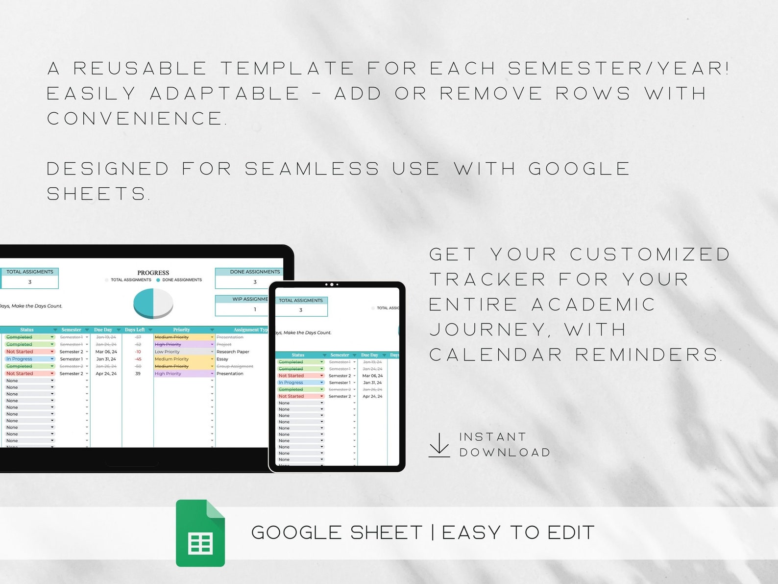 Assignment Tracker | Student Exam Planner | Semester Yearly Journal ...