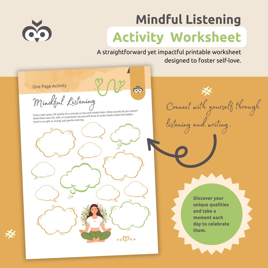 Rebuild Self-confidence Worksheet for Low Days - Mindful Listening ...