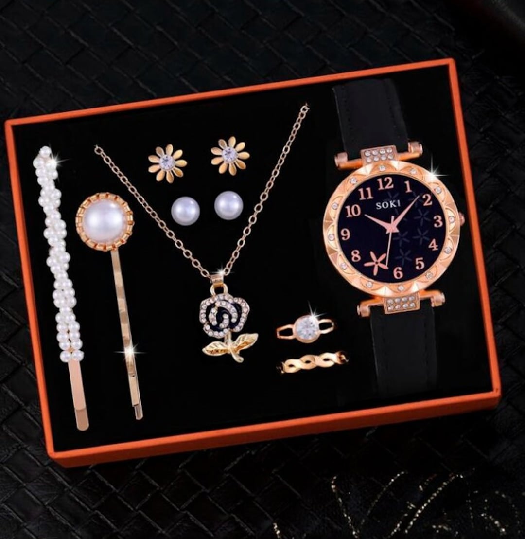 Complete Jewellery Set Including Hair Slides, Watch, Necklace, Earrings ...
