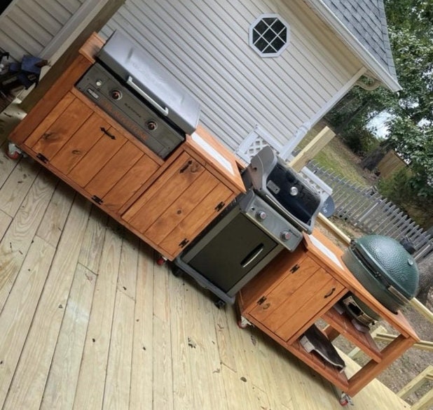 Custom Outdoor Kitchen Island: Butcher Block Top, Grill Station - Etsy