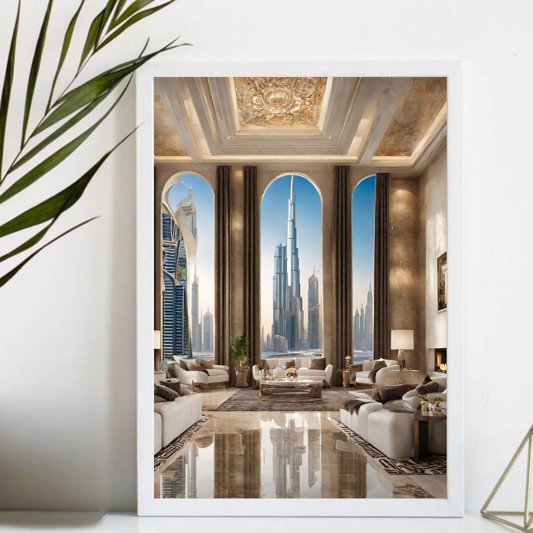 Dubai Print , Dubai Wall , Modern Living Room Wall Art , Luxury Digital ...