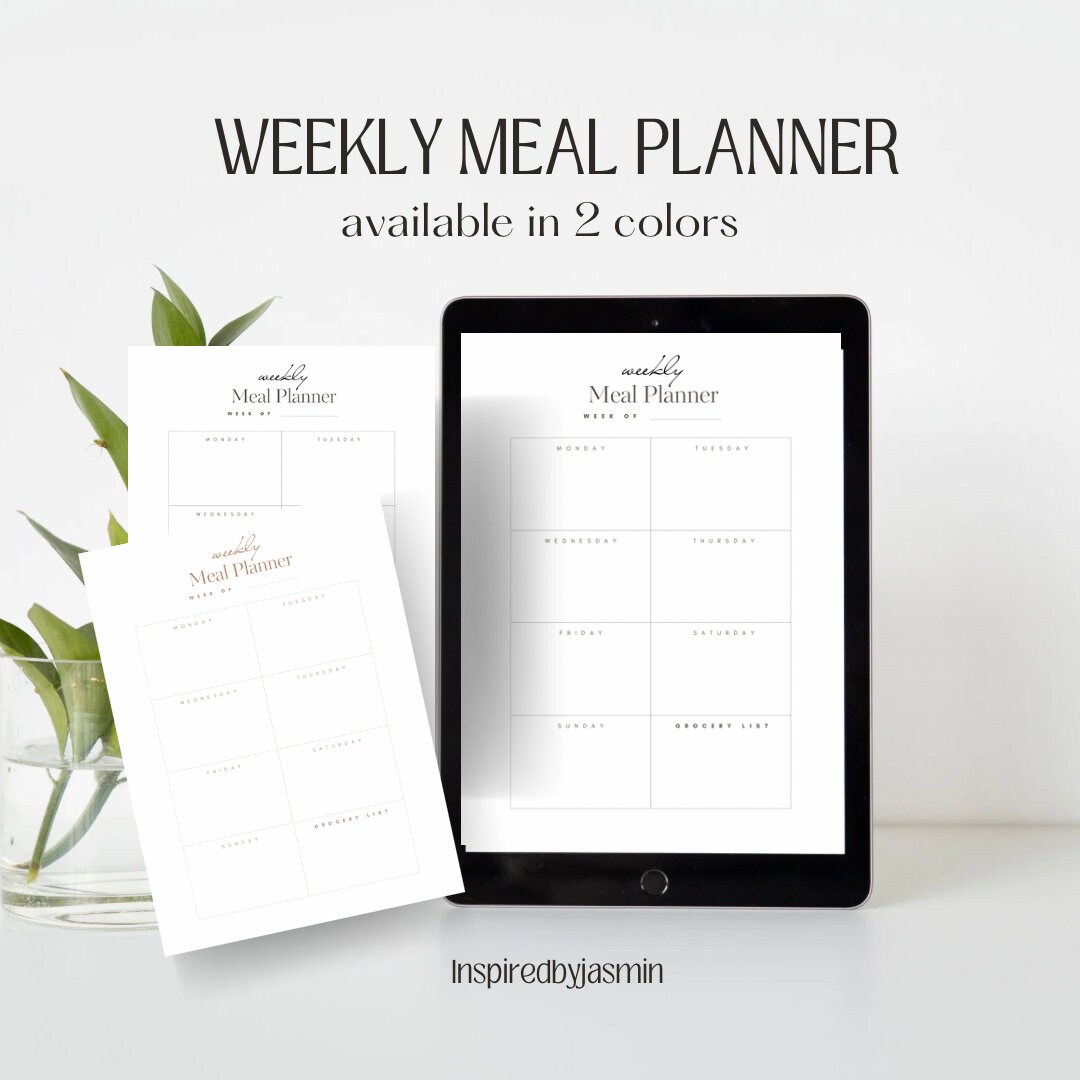 Printable Weekly Meal Planner, 7 Day Meal Planner, Meal Prep Planner ...