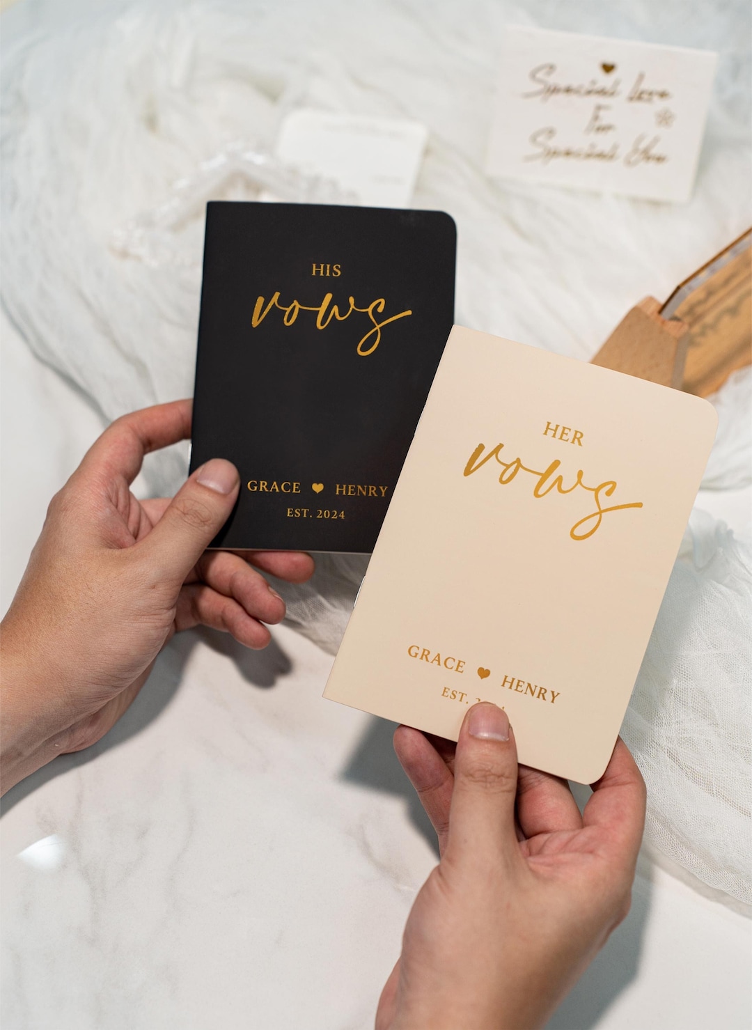 Custom Gold Foil Vow Books, Wedding Vow Books, Wedding Vow Booklets Set ...