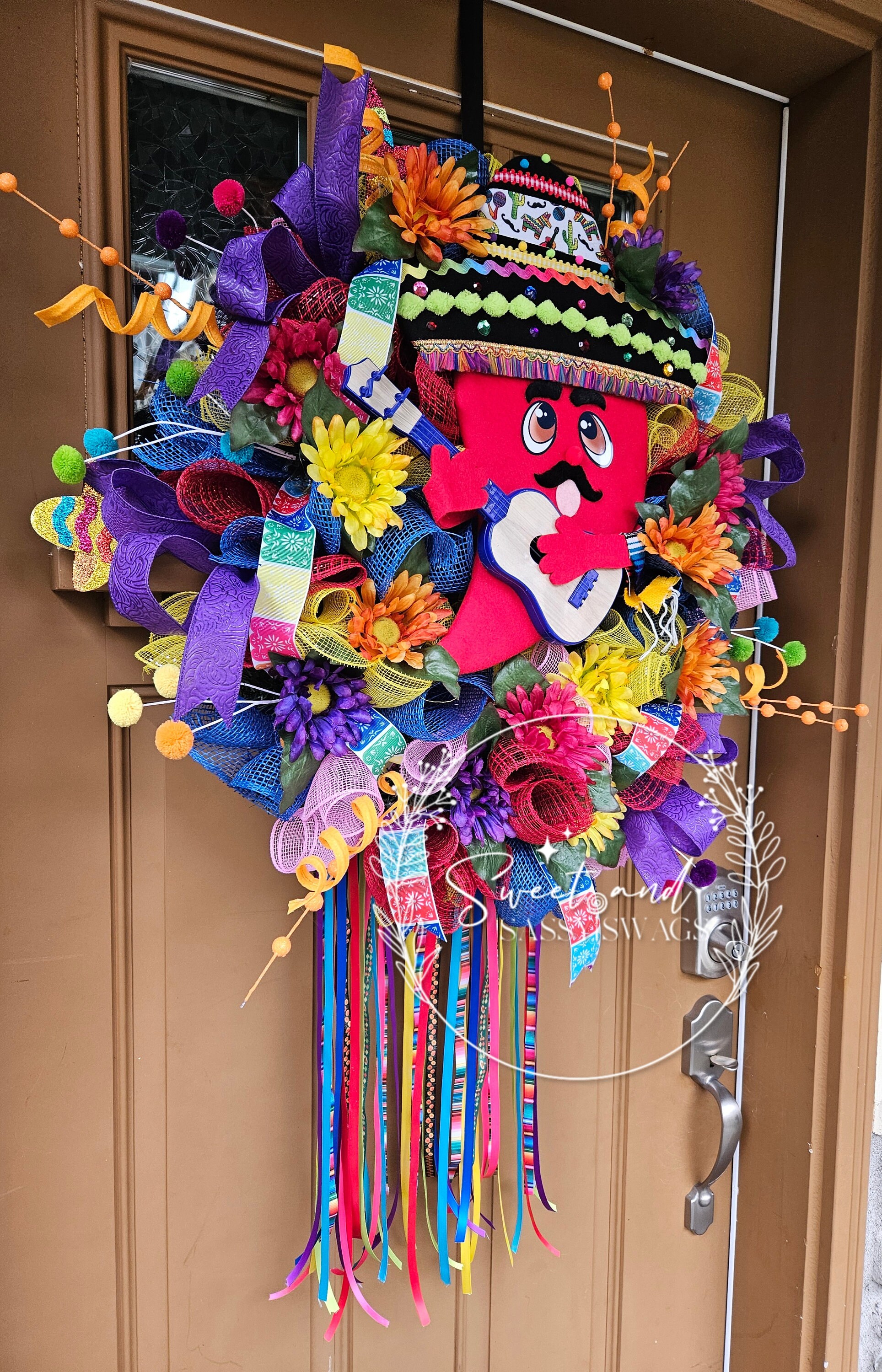 Fiesta Chili Pepper Wreath, Fiesta Door Wreath, Fiesta Wreath, Colorful ...