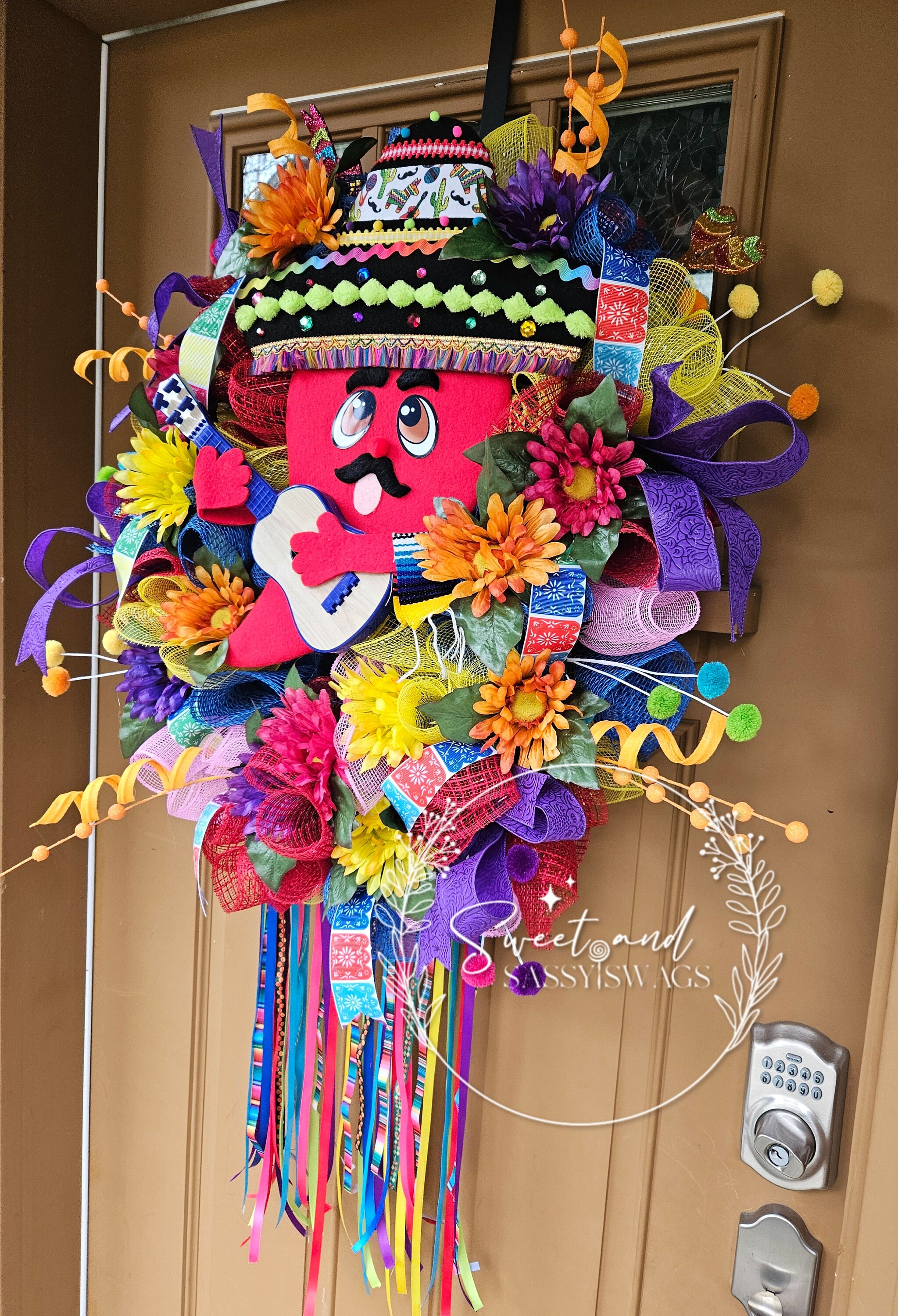 Fiesta Chili Pepper Wreath, Fiesta Door Wreath, Fiesta Wreath, Colorful ...