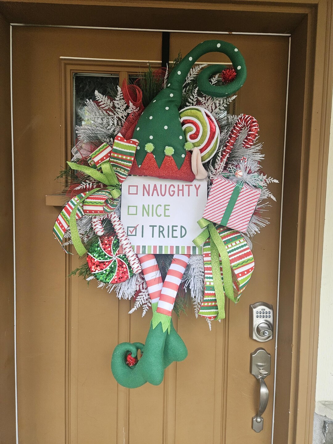 Elf Christmas Wreath, Elf Wreath, Christmas Wreath, Elf Decor ...