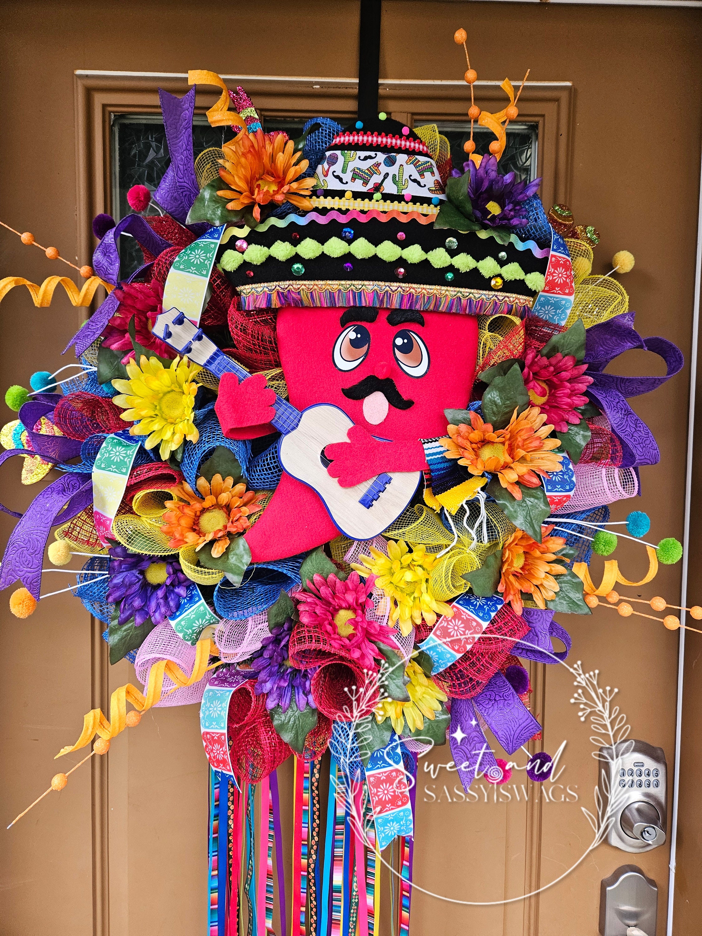 Fiesta Chili Pepper Wreath, Fiesta Door Wreath, Fiesta Wreath, Colorful ...