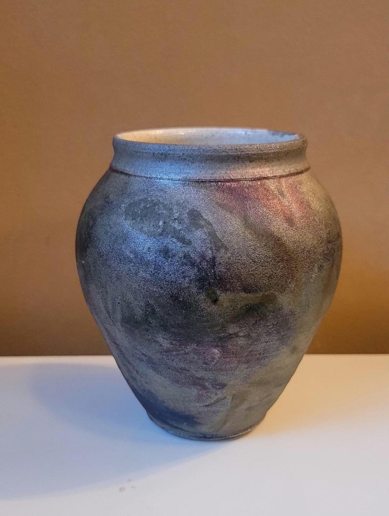 Gail Johnston Handmade Raku Pottery Vase Signed With Information and ...