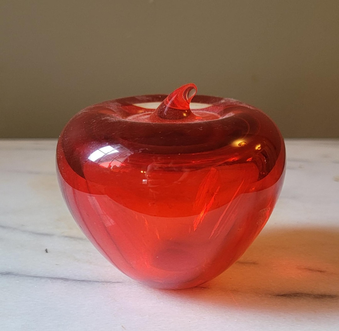 Antique Blenko Red Glass Apple Paper Weight - Etsy