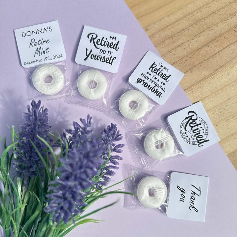 Personalized Retirement Party Favors - Custom Mint Labels - Unique ...