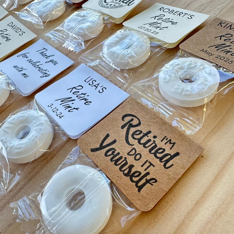 Personalized Retirement Party Favors - Custom Mint Labels - Unique ...
