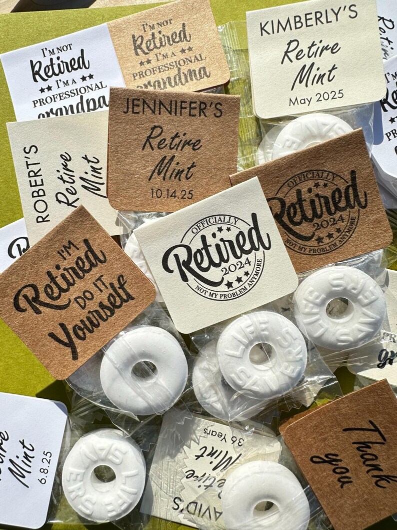Personalized Retirement Party Favors - Custom Mint Labels - Unique ...