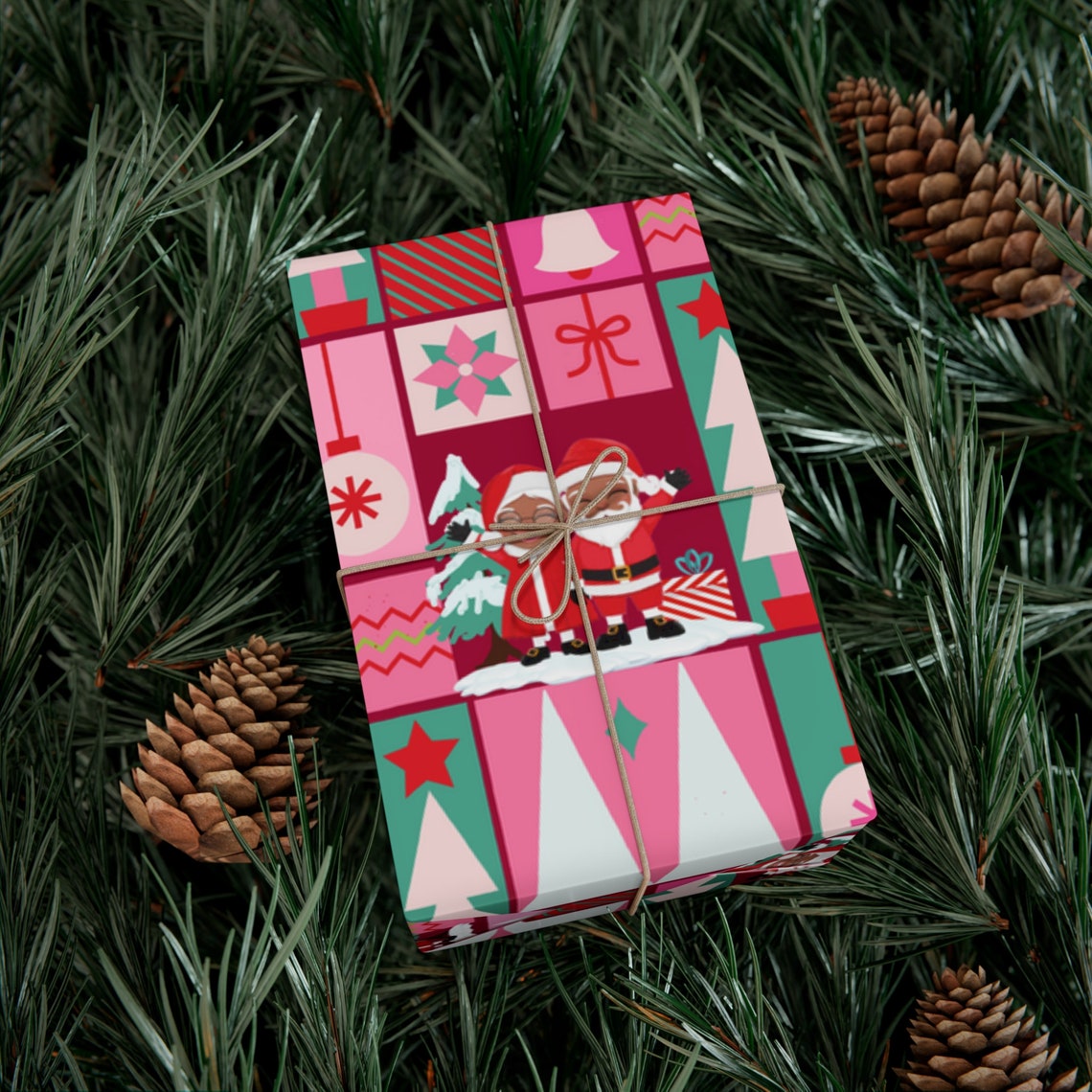 Black Santa Claus and Mrs. Claus Luxury Christmas Wrapping Paper ...