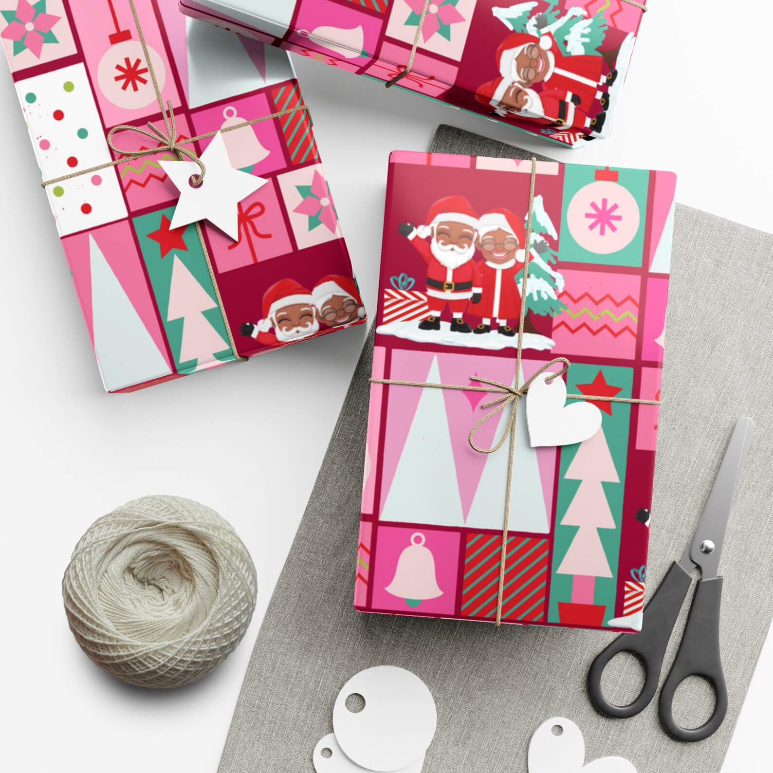 Black Santa Claus and Mrs. Claus Luxury Christmas Wrapping Paper ...