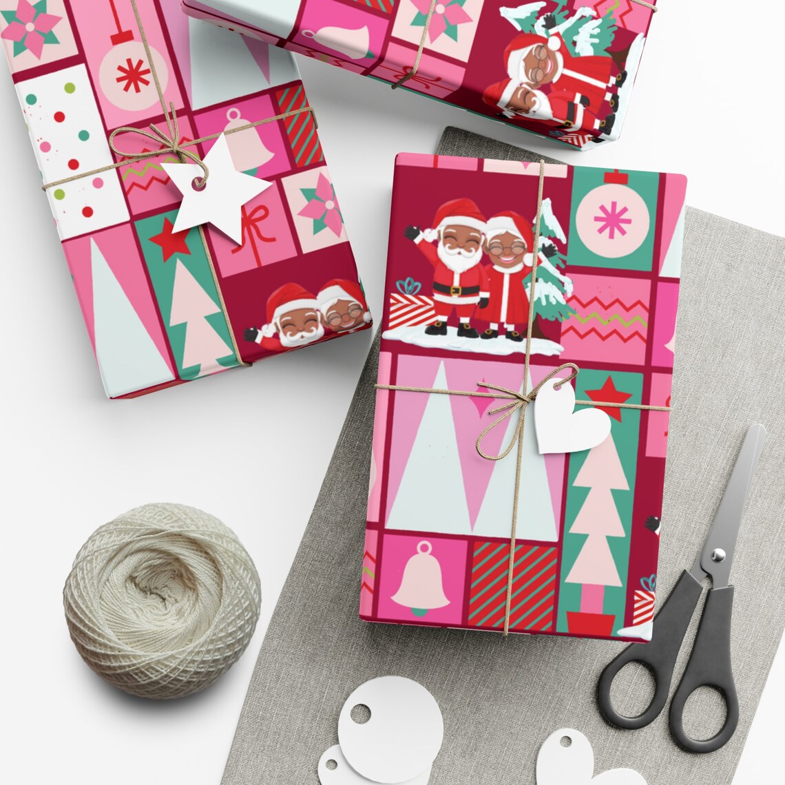 Black Santa Claus and Mrs. Claus Luxury Christmas Wrapping Paper ...