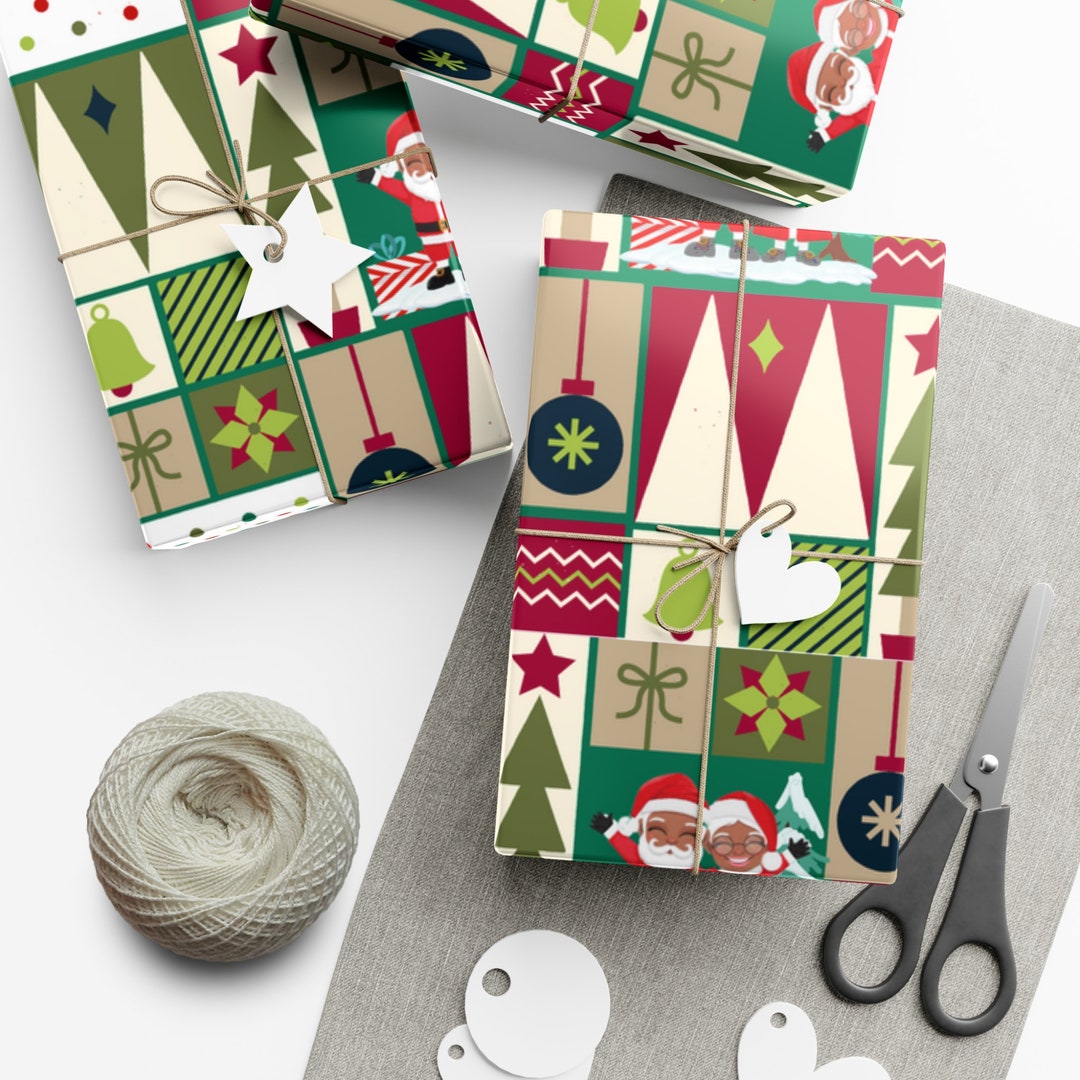 Black Santa Claus and Mrs. Claus Luxury Christmas Wrapping Paper ...