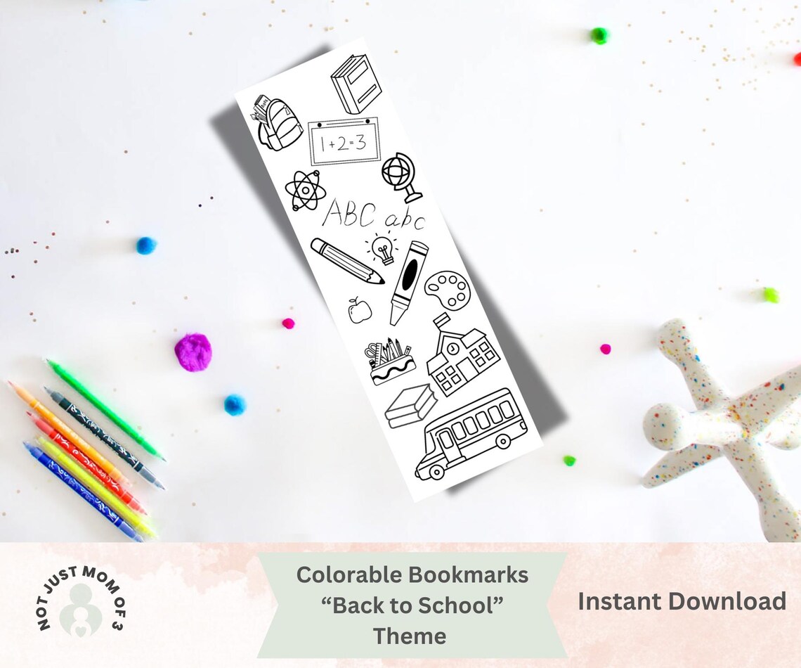 Bookmarks to Color Back to School, Printable Coloring Bookmarks ...