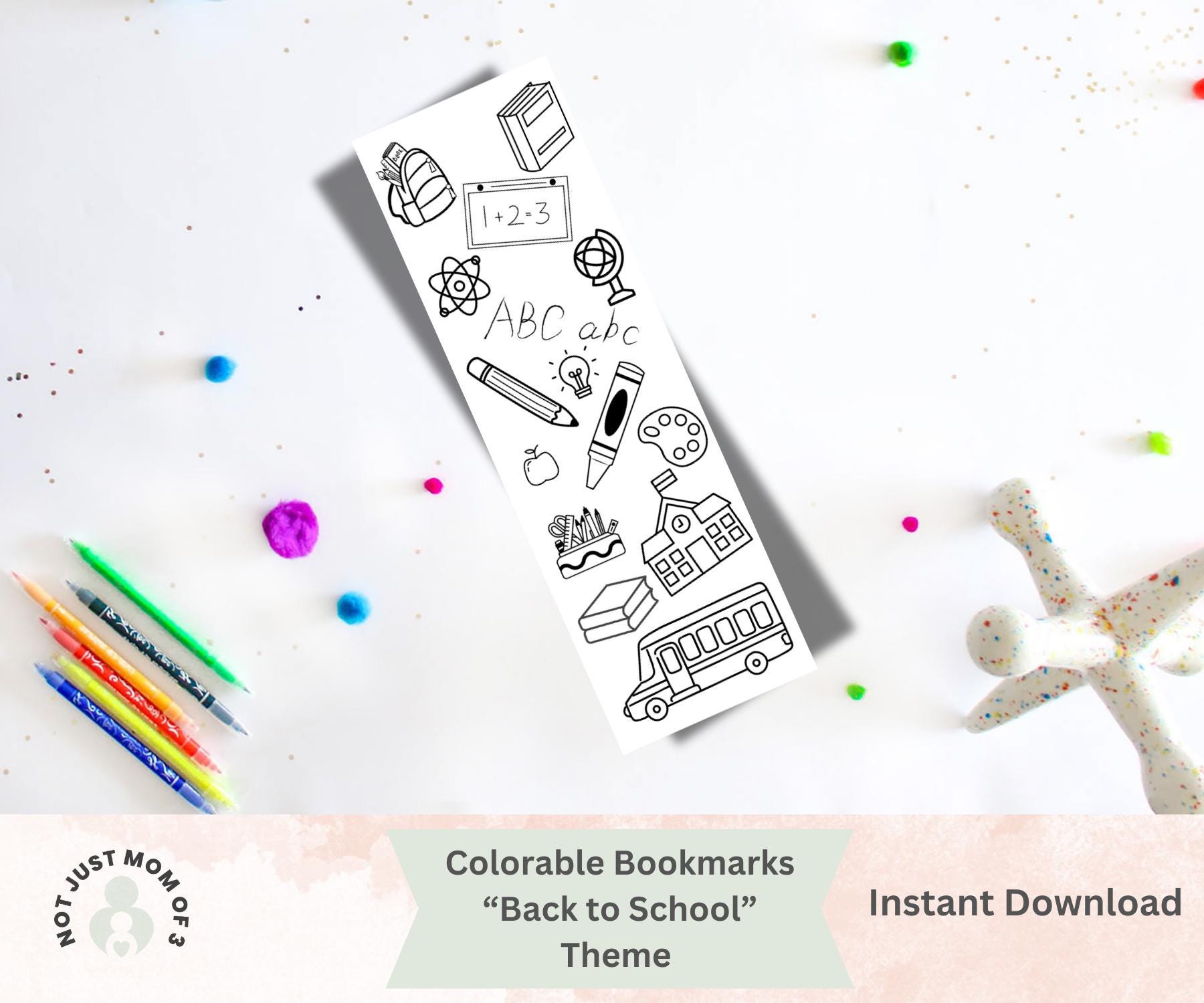 Bookmarks to Color - Back to School, Printable Coloring Bookmarks ...
