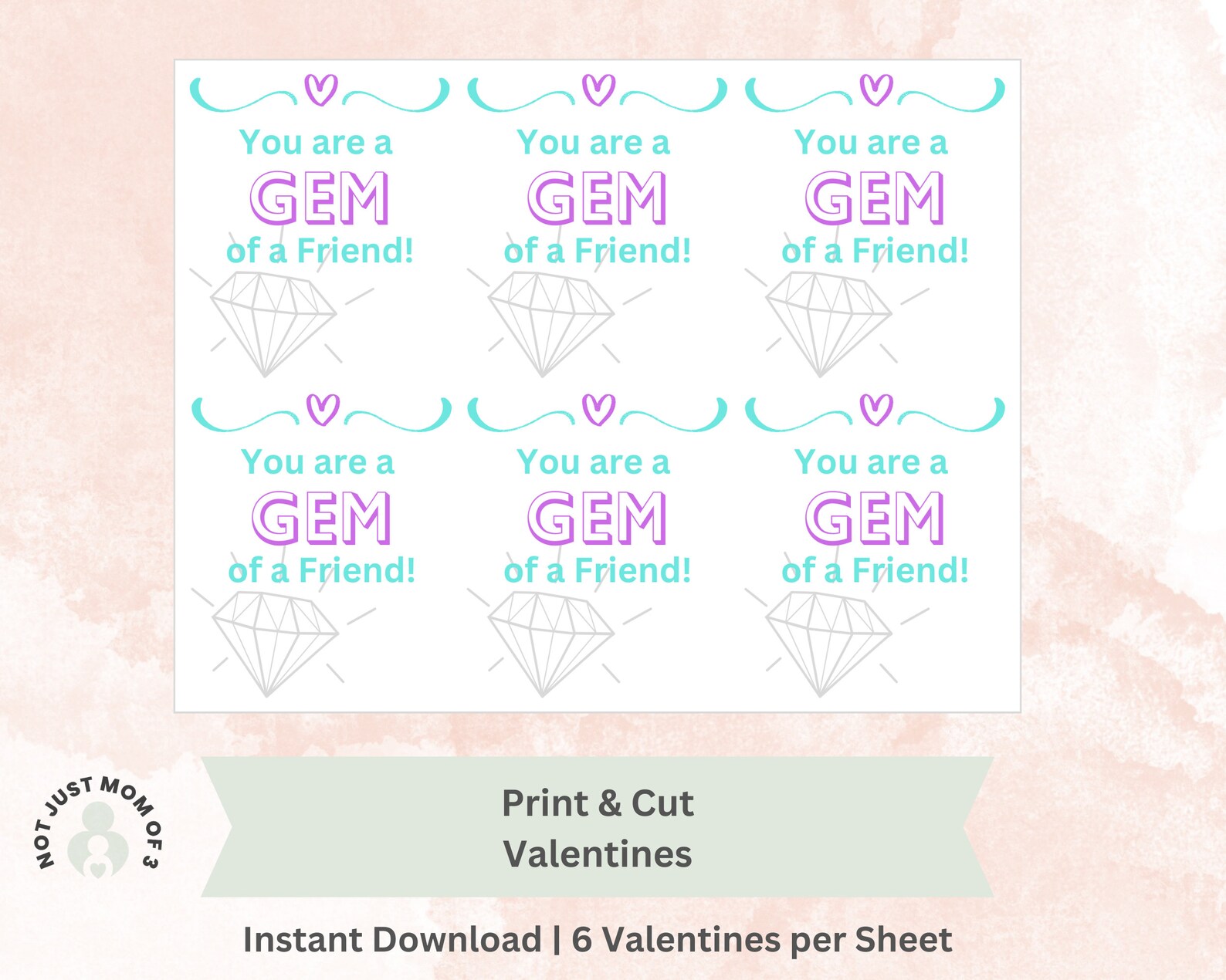 Ring Pop Valentine, Gem Valentine, Ring Valentine, Printable Valentine ...