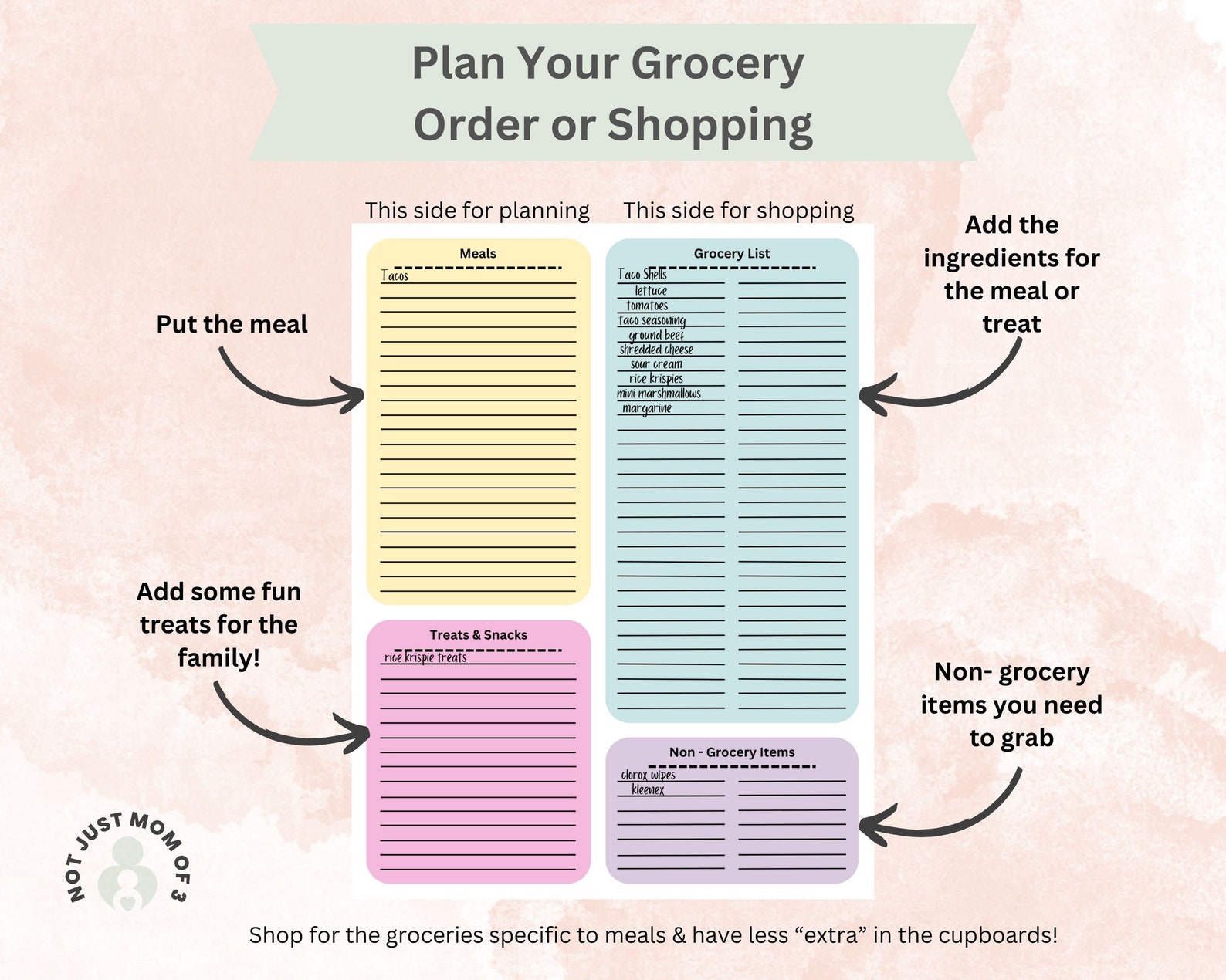 Meal Planner With Grocery List Printable Template, Meal Plan and ...