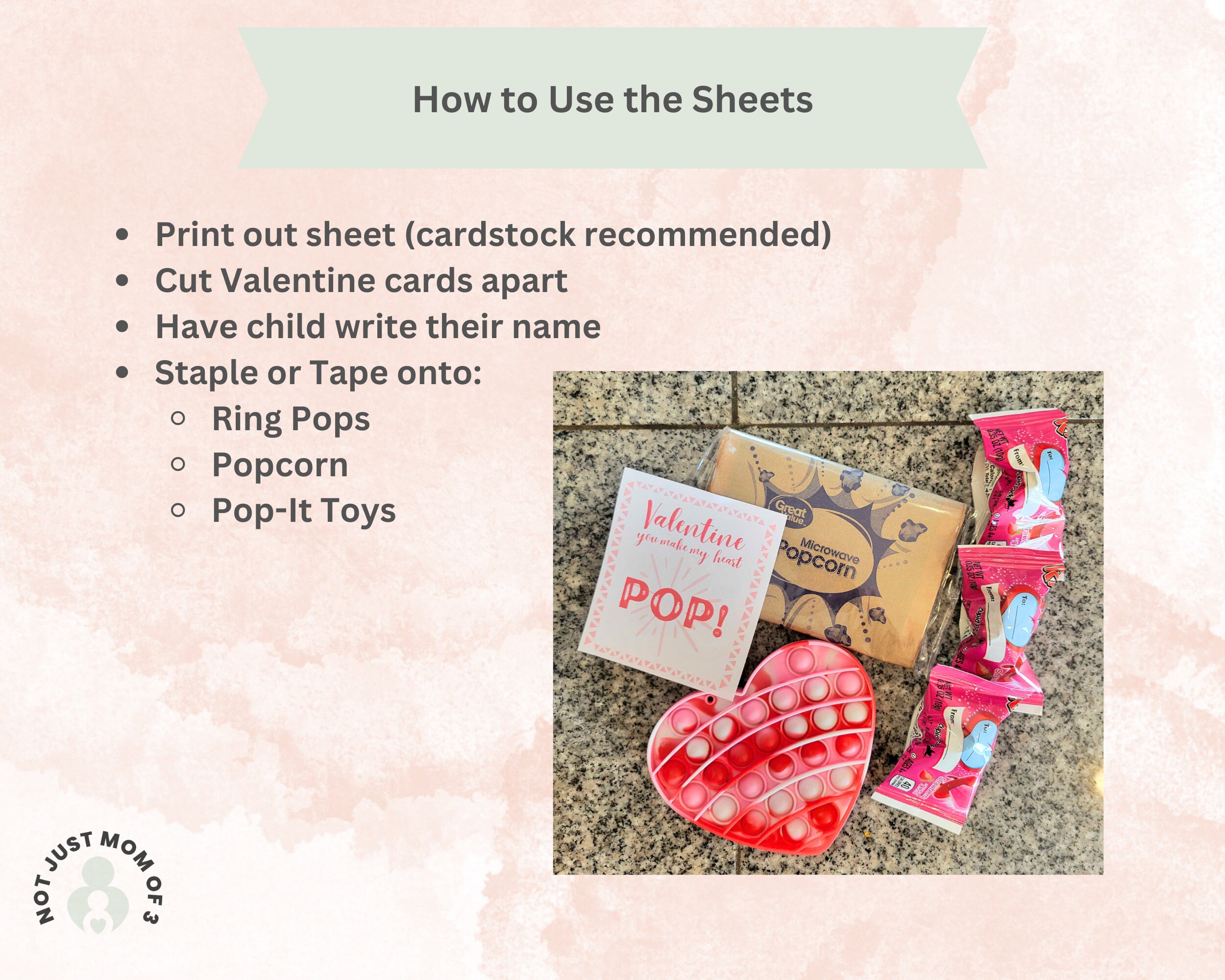 Ring Pop Valentine, Pop It Valentine, Popcorn Valentine, Printable ...