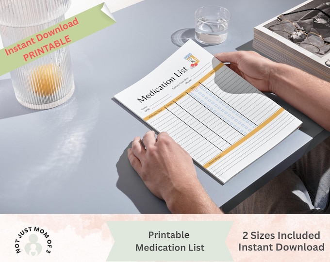 Medicine List PRINTABLE File ONLY! Aging Parent Dr Appt Assistance With ...
