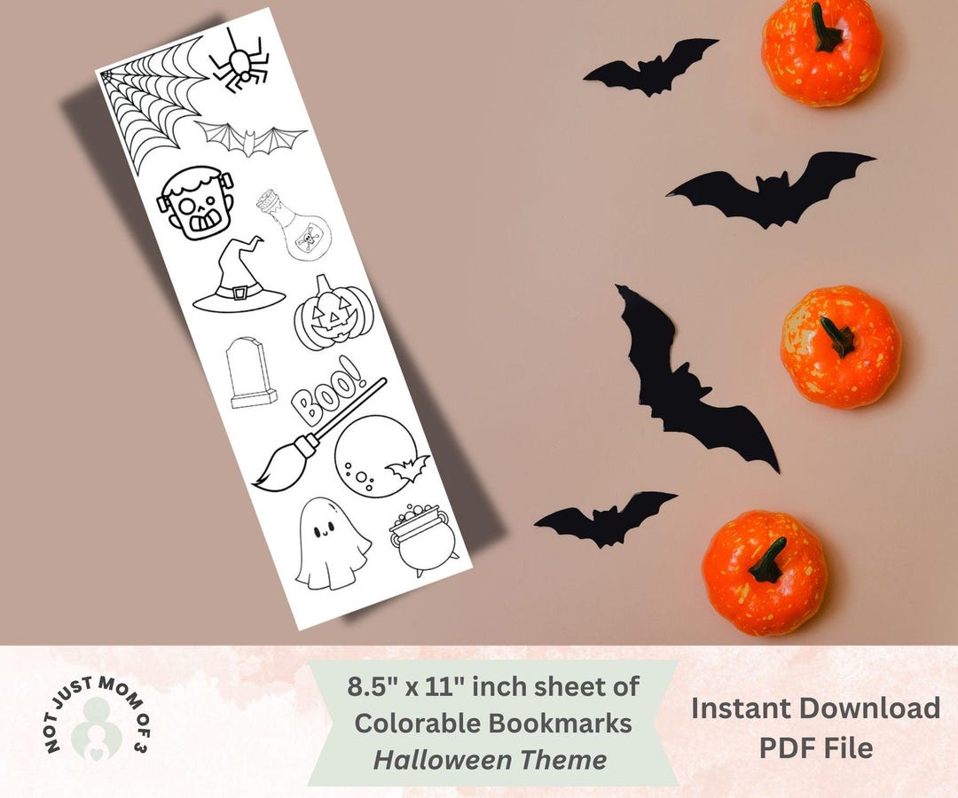 Halloween Coloring Bookmarks, Kids Activity (PDF Pattern) - Etsy