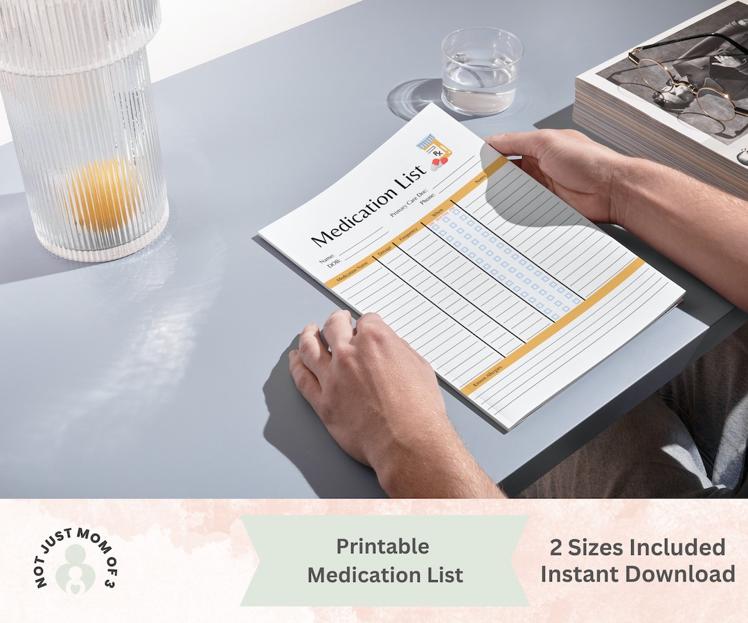 Current Medication List, Printable Medication List, Medication ...