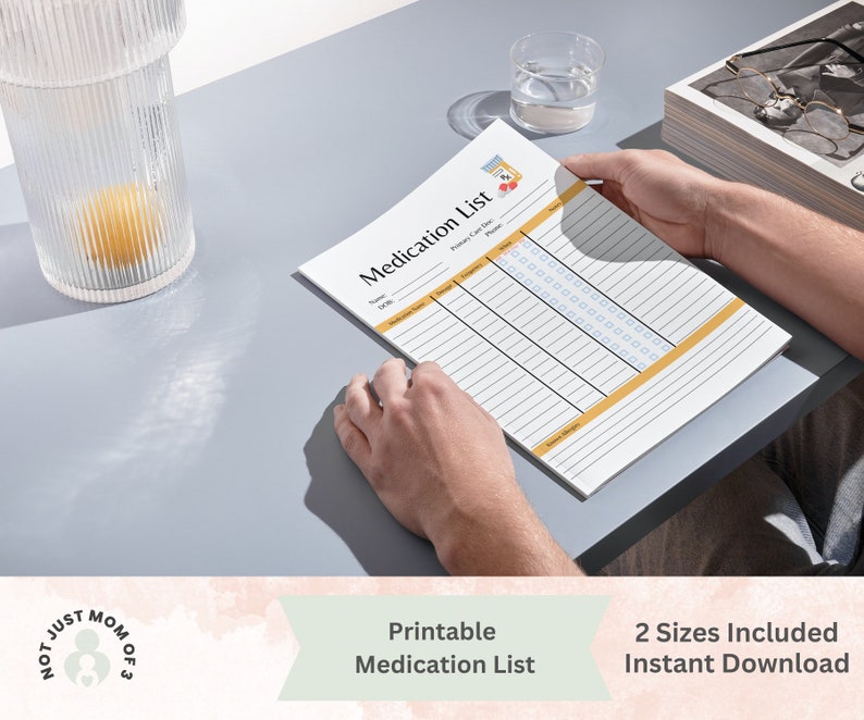 Current Medication List, Printable Medication List, Medication ...