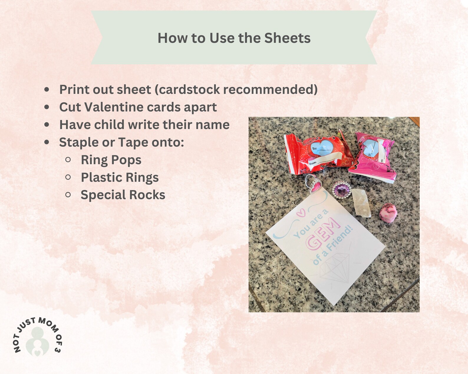 Ring Pop Valentine, Gem Valentine, Ring Valentine, Printable Valentine ...