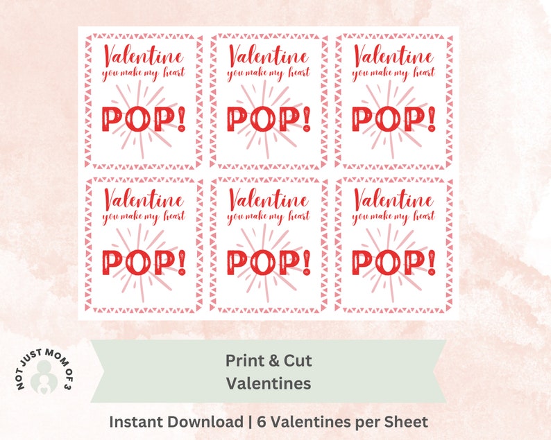 Ring Pop Valentine, Pop It Valentine, Popcorn Valentine, Printable ...