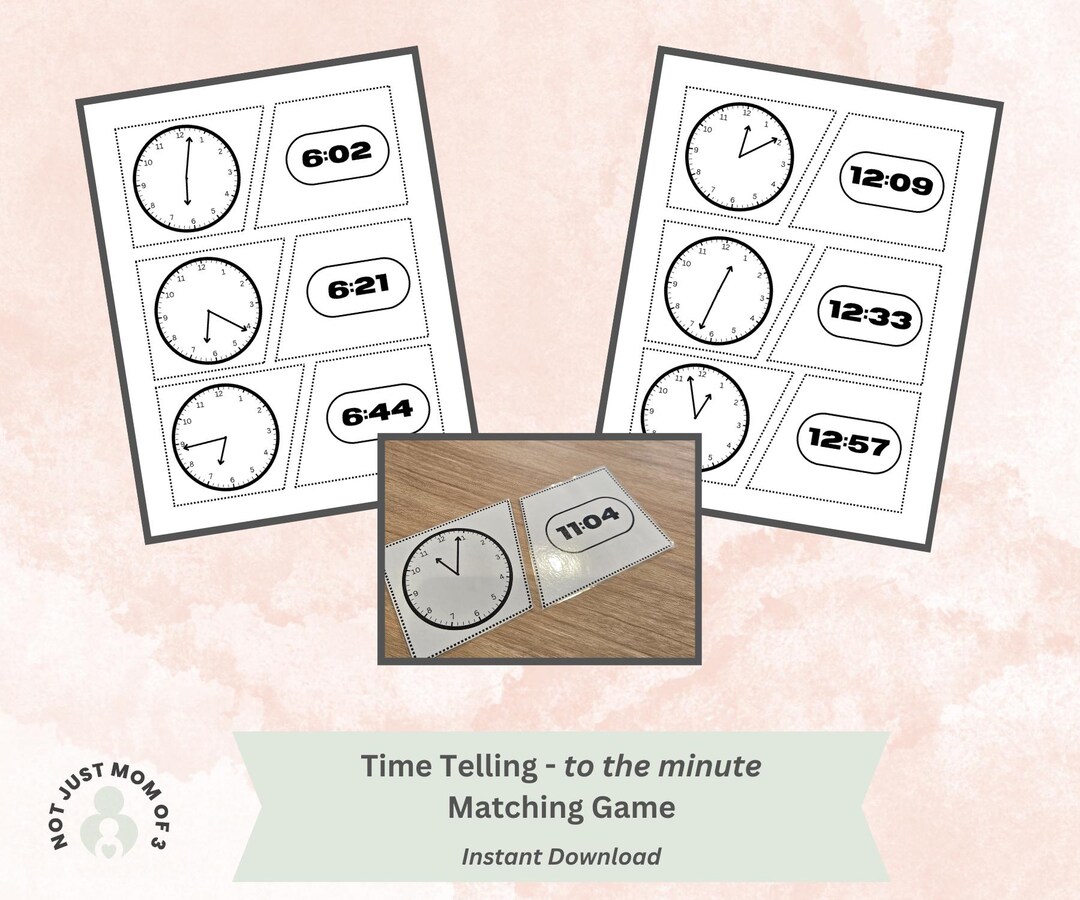 Time Telling Matching Game – Analog & Digital (digital Download ...