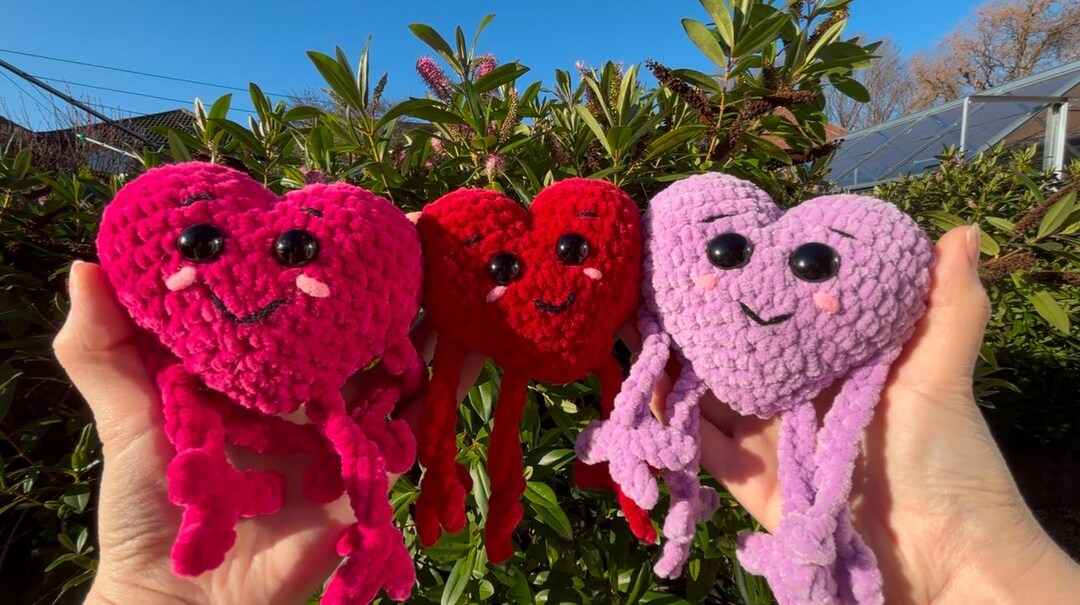 Handmade Crochet Heart Figure, Cute Heart Plush, Perfect Gift for ...